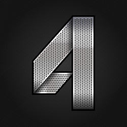 Number metal gold ribbon - 4 - four Royalty Free Vector