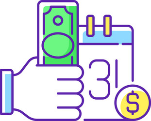 Paycheck approvement rgb color icon Royalty Free Vector