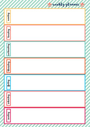 Weekly planner stripe pink vertical Royalty Free Vector