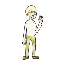 Comic cartoon waving man Royalty Free Vector Image