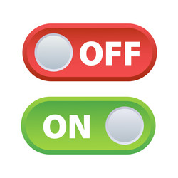 On and off toggle switch buttons green red Vector Image