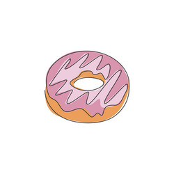 One single line drawing fresh sweet donuts Vector Image