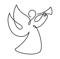 Simple angel with wings continuous line Royalty Free Vector