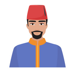 Turkish man wearing fez cartoon Royalty Free Vector Image