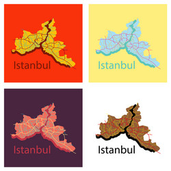 High quality map of istanbul flat with borders Vector Image