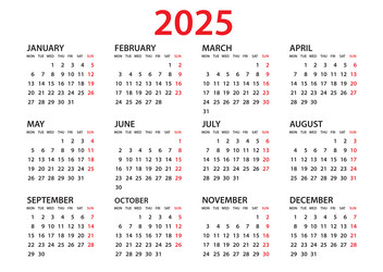 2025 Calendar Vector Images (over 710)