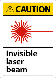 Caution sign invisible laser beam on white Vector Image