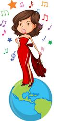 Female singer cartoon character Royalty Free Vector Image