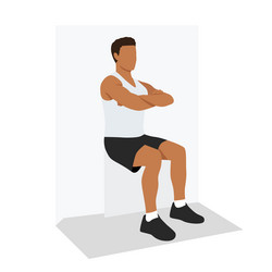 Man doing wall sit exercise Royalty Free Vector Image