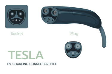 Tesla ev charging connector type Royalty Free Vector Image