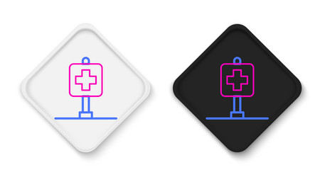 Black line medical map pointer with cross hospital