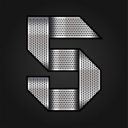 Number metal gold ribbon - 5 five Royalty Free Vector Image