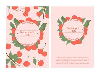 Ripe cherries card design sweet fresh cherry Vector Image