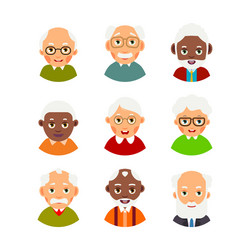Elderly people avatar set portraits old Royalty Free Vector