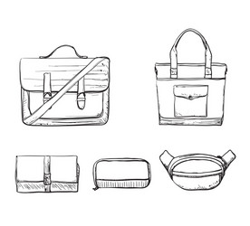 Set of different types bag for travel Royalty Free Vector