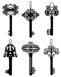 Collection ancient keys Royalty Free Vector Image