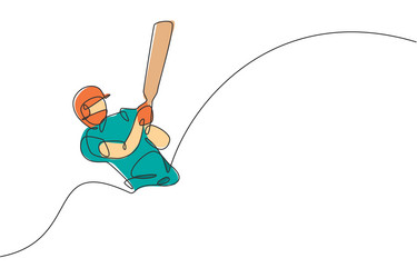 One continuous line drawing of young happy man Vector Image