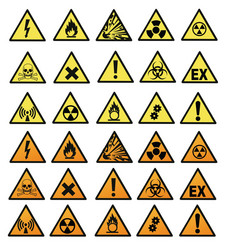 Hazard warning signs caution icons Royalty Free Vector Image