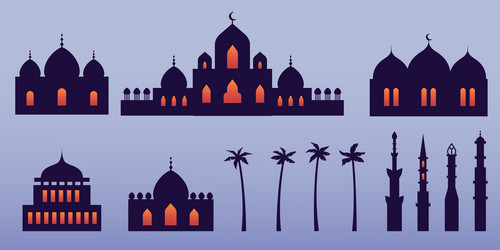 Arabic cityscape silhouettes Royalty Free Vector Image