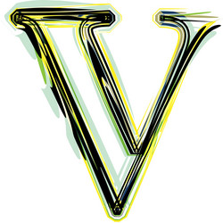 Technical typography letter v Royalty Free Vector Image