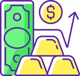 Precious metals price rgb color icon Royalty Free Vector