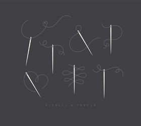 Scissors thimble and needle thread gold design Vector Image