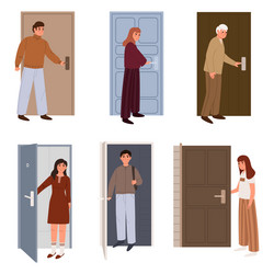 People come in and out Royalty Free Vector Image