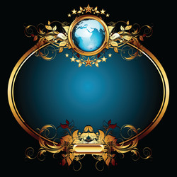 World with ornate frame Royalty Free Vector Image
