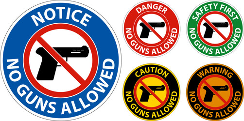 No gun rules sign caution guns allowed Royalty Free Vector