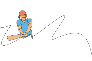 One continuous line drawing of young happy man Vector Image