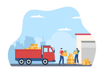 Trucking transportation cartoon with cargo Vector Image