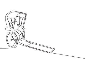 Continuous one line drawing pulled rickshaw Vector Image