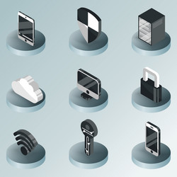 Laboratory color outline isometric icons Vector Image