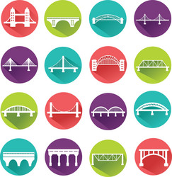 Isolated bridges icons set Royalty Free Vector Image