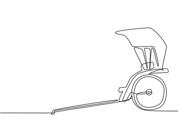 Continuous one line drawing pulled rickshaw Vector Image
