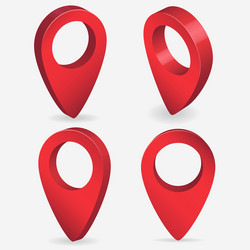 Red location map pin 3d pointer icon set Vector Image