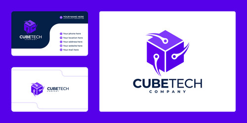 Creative cube tech logo design inspiration Vector Image