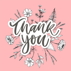 Floral spring thank you pink flowers card Vector Image
