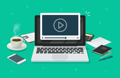 Webinar learning or video watching on computer Vector Image