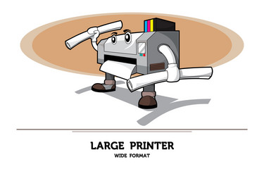 Worker with plotter man prints beautiful Vector Image