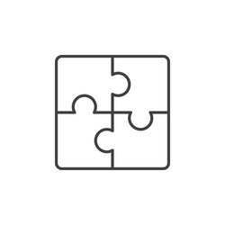 Puzzle icon of four pieces jigsaw game icon Vector Image