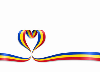 Romanian flag heart-shaped ribbon Royalty Free Vector Image