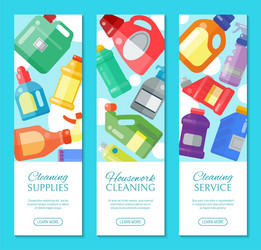 Cleaning products poster household bottle plastic Vector Image