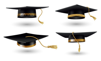 Graduation cap black educational student hat Vector Image