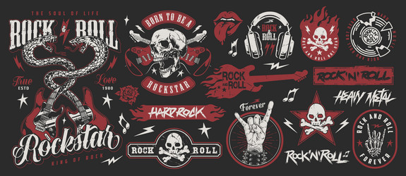 Rock and roll emblems Royalty Free Vector Image
