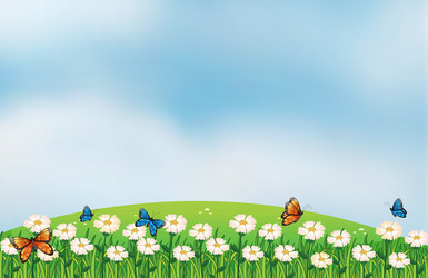 Meadow with butterflies theme 1 Royalty Free Vector Image