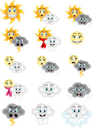 Cloud emoticon with different emotions Royalty Free Vector