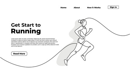Continuous one line drawing of woman running Vector Image