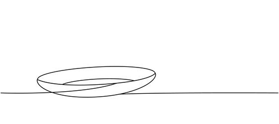 Empty plate one line continuous drawing kitchen Vector Image
