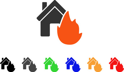Home fire disaster rounded icon Royalty Free Vector Image